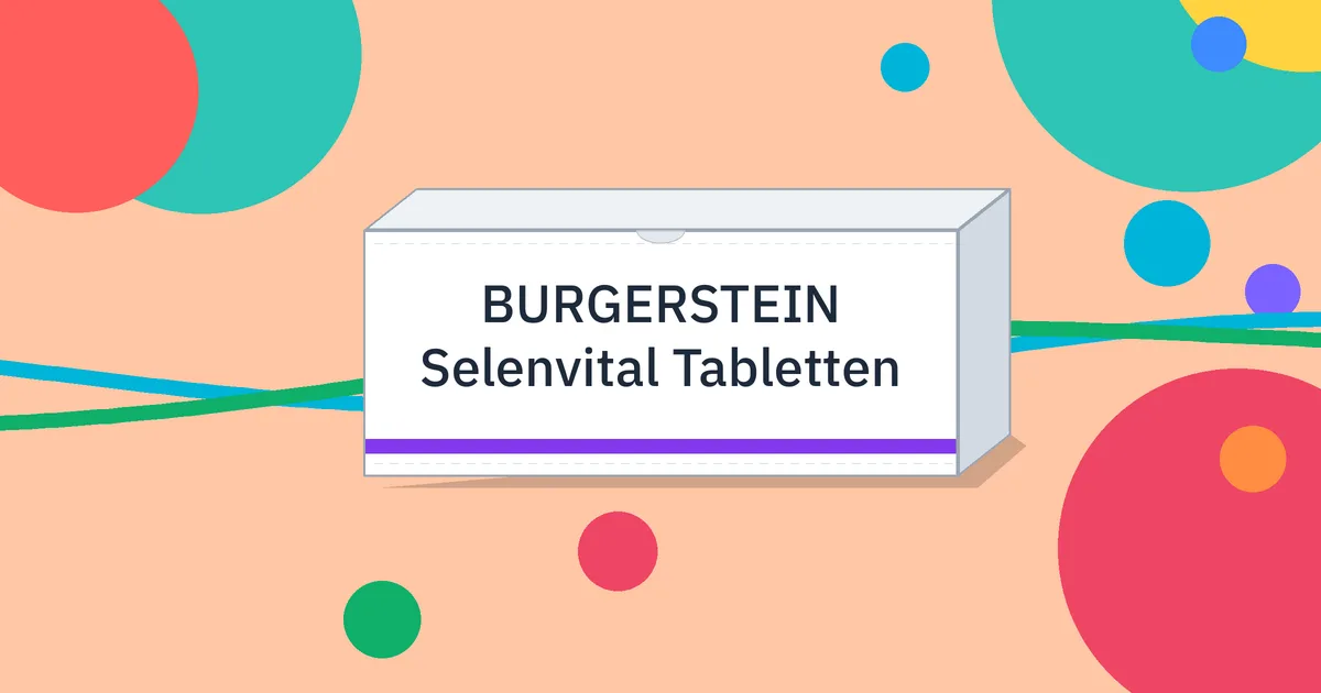 Symbolbild: Packung mit der Aufschrift BURGERSTEIN Selenvital Tabletten (PZN 14303810) – Verfügbarkeit und Bezug in Apotheken in Frankfurt am Main