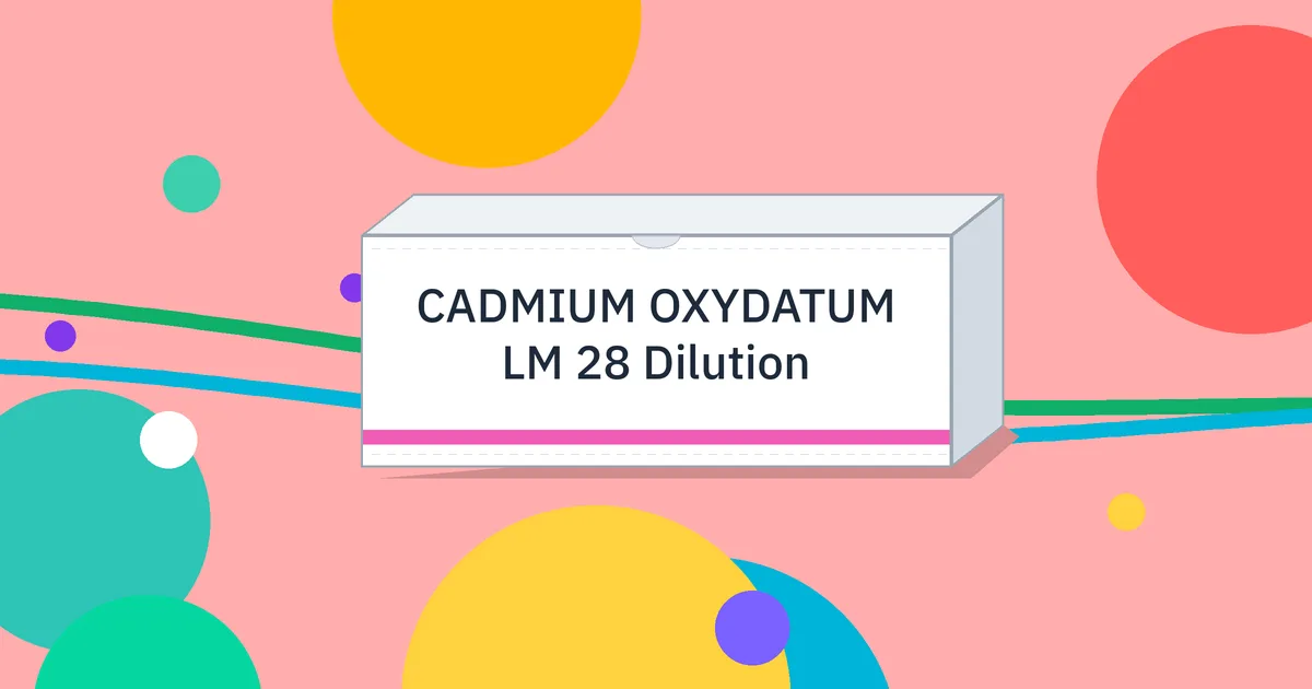 Symbolbild: Packung mit der Aufschrift CADMIUM OXYDATUM LM 28 Dilution (PZN 13401491) – Verfügbarkeit und Bezug in Apotheken in Frankfurt am Main