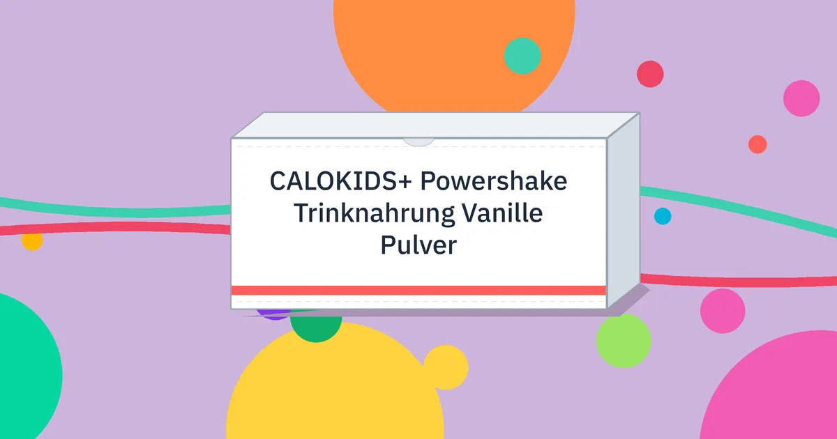 Symbolbild: Packung mit der Aufschrift CALOKIDS+ Powershake Trinknahrung Vanille Pulver (PZN 20315622) – Verfügbarkeit und Bezug in Apotheken in Frankfurt am Main
