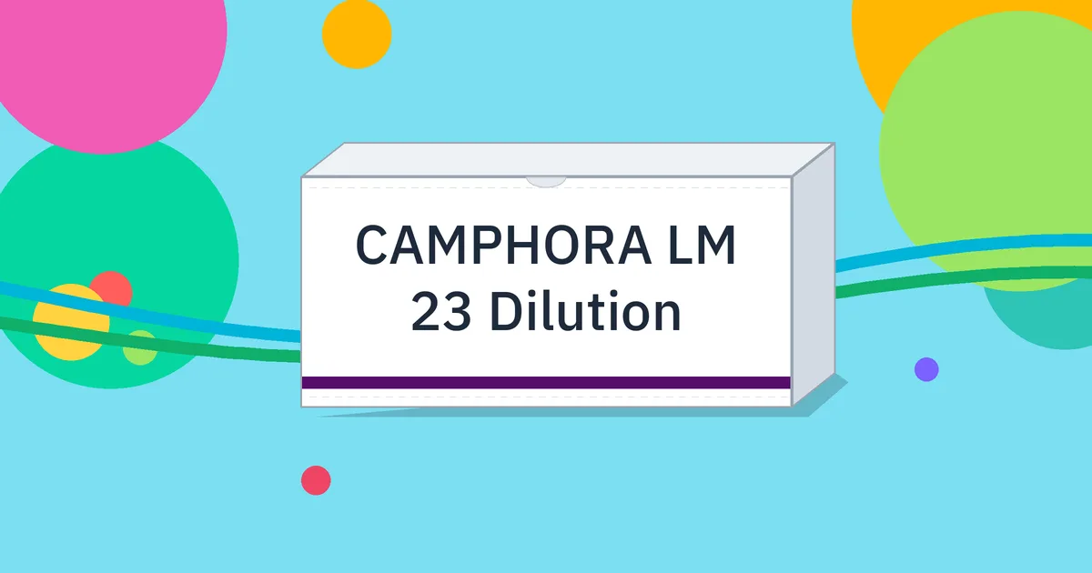 Symbolbild: Packung mit der Aufschrift CAMPHORA LM 23 Dilution (PZN 12807883) – Verfügbarkeit und Bezug in Apotheken in Frankfurt am Main