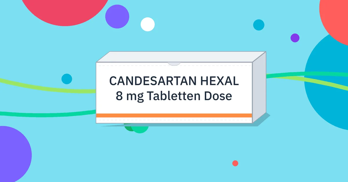 Symbolbild: Packung mit der Aufschrift CANDESARTAN HEXAL 8 mg Tabletten Dose (PZN 17420597) – Verfügbarkeit und Bezug in Apotheken in Frankfurt am Main