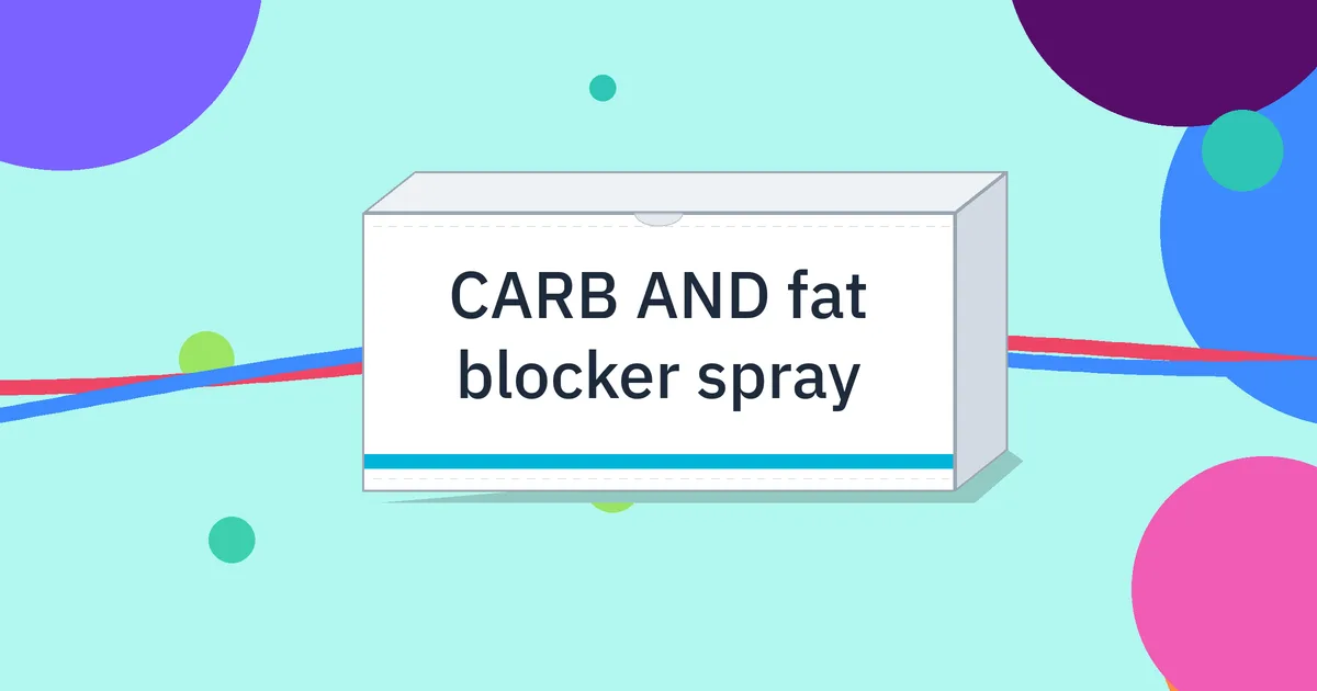 Symbolbild: Packung mit der Aufschrift CARB AND fat blocker spray (PZN 18833781) – Verfügbarkeit und Bezug in Apotheken in Frankfurt am Main