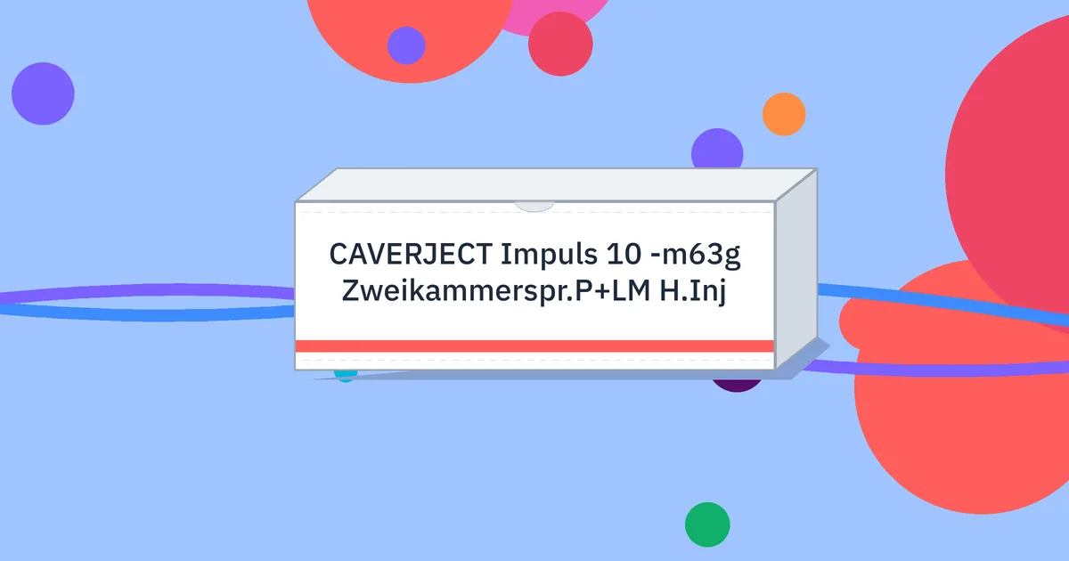 Symbolbild: Packung mit der Aufschrift CAVERJECT Impuls 10 -m63g Zweikammerspr.P+LM H.Inj (PZN 01658842) – Verfügbarkeit und Bezug in Apotheken in Frankfurt am Main