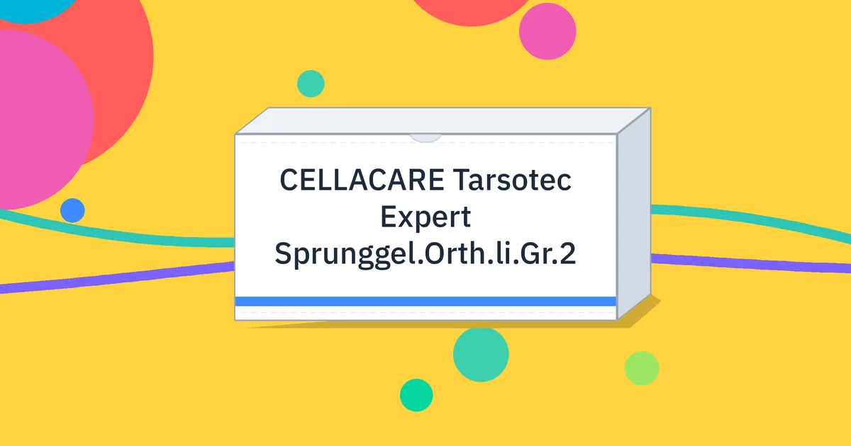 Symbolbild: Packung mit der Aufschrift CELLACARE Tarsotec Expert Sprunggel.Orth.li.Gr.2 (PZN 12478273) – Verfügbarkeit und Bezug in Apotheken in Frankfurt am Main