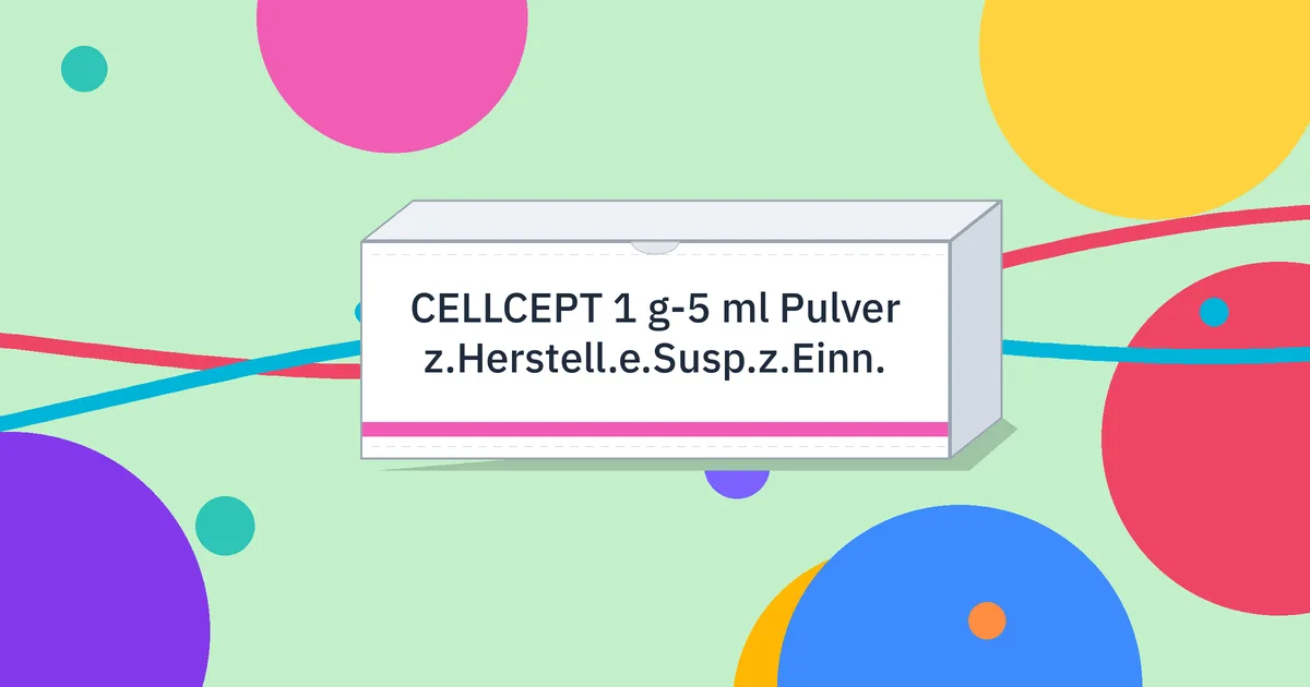 Symbolbild: Packung mit der Aufschrift CELLCEPT 1 g-5 ml Pulver z.Herstell.e.Susp.z.Einn. (PZN 18119575) – Verfügbarkeit und Bezug in Apotheken in Frankfurt am Main