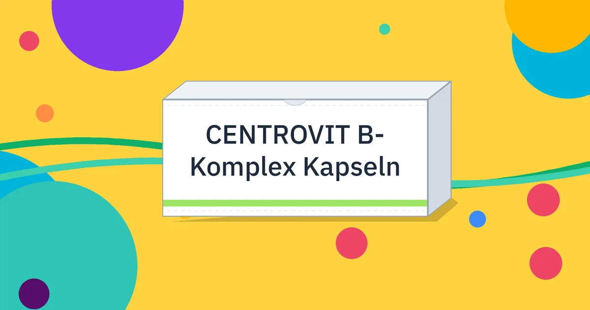 Symbolbild: Packung mit der Aufschrift CENTROVIT B-Komplex Kapseln (PZN 18797306) – Verfügbarkeit und Bezug in Apotheken in Frankfurt am Main