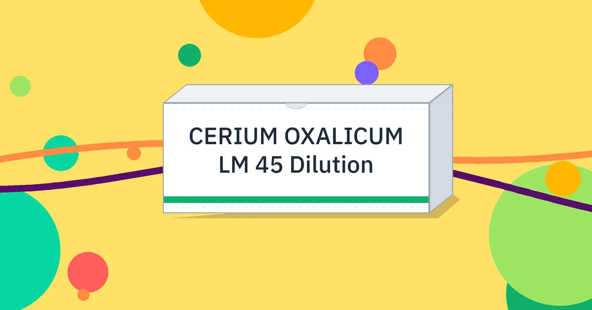 Symbolbild: Packung mit der Aufschrift CERIUM OXALICUM LM 45 Dilution (PZN 13438287) – Verfügbarkeit und Bezug in Apotheken in Frankfurt am Main