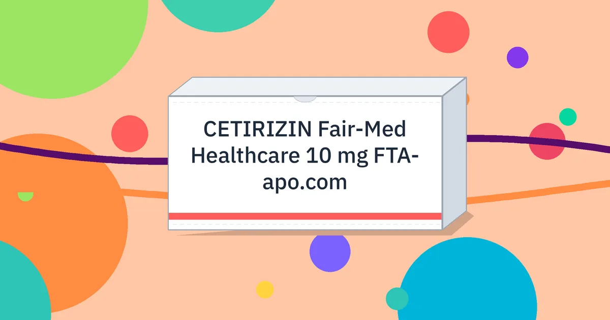 Symbolbild: Packung mit der Aufschrift CETIRIZIN Fair-Med Healthcare 10 mg FTA-apo.com (PZN 18205211) – Verfügbarkeit und Bezug in Apotheken in Frankfurt am Main