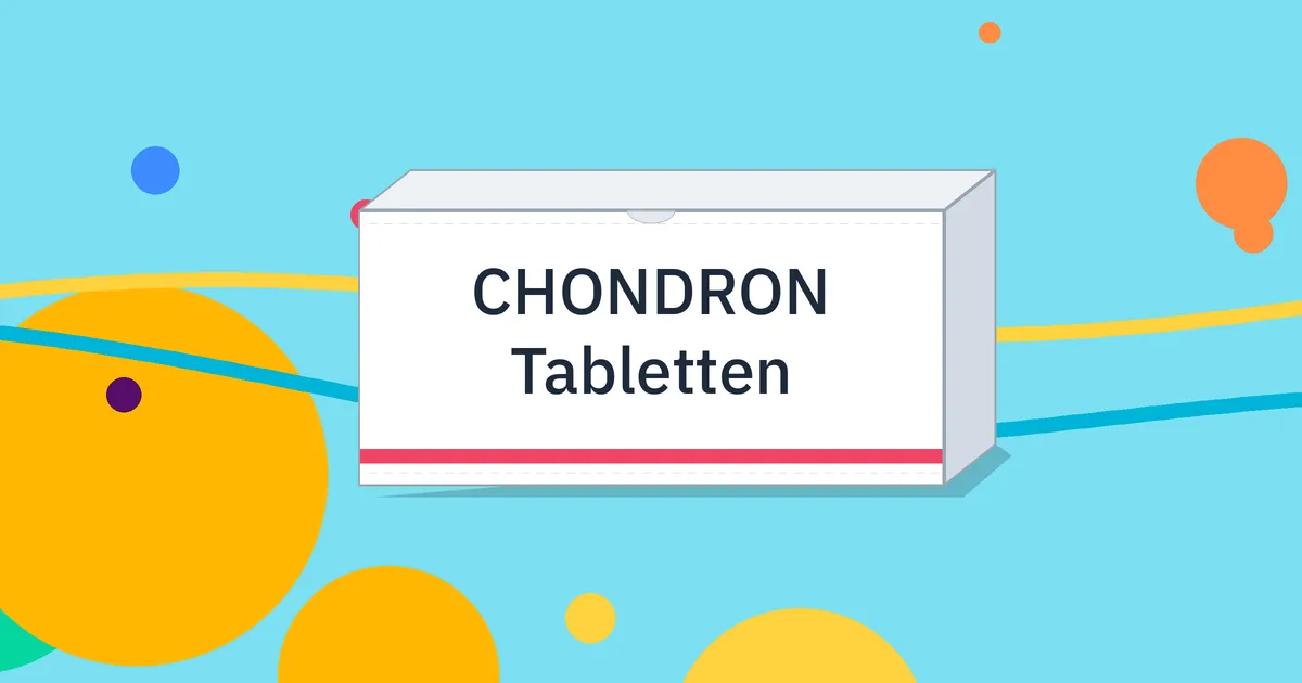 Symbolbild: Packung mit der Aufschrift CHONDRON Tabletten (PZN 00373824) – Verfügbarkeit und Bezug in Apotheken in Frankfurt am Main