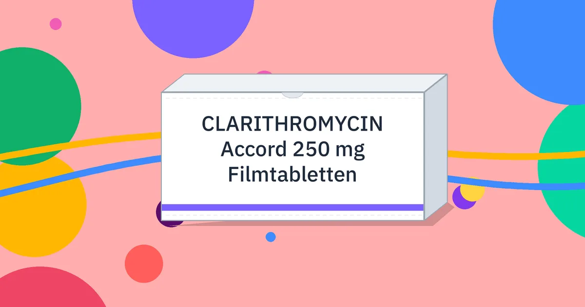 Symbolbild: Packung mit der Aufschrift CLARITHROMYCIN Accord 250 mg Filmtabletten (PZN 13893229) – Verfügbarkeit und Bezug in Apotheken in Frankfurt am Main