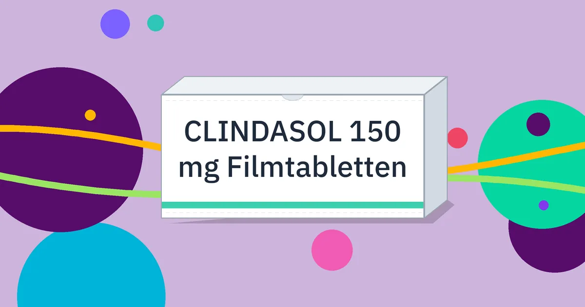 Symbolbild: Packung mit der Aufschrift CLINDASOL 150 mg Filmtabletten (PZN 06794604) – Verfügbarkeit und Bezug in Apotheken in Frankfurt am Main