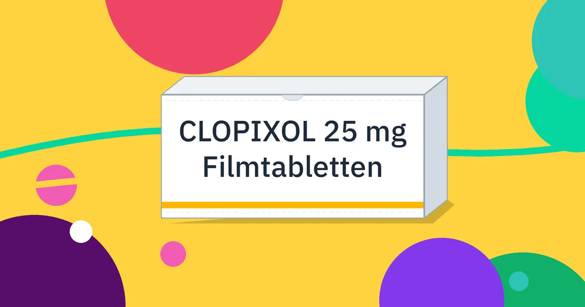 Symbolbild: Packung mit der Aufschrift CLOPIXOL 25 mg Filmtabletten (PZN 15266318) – Verfügbarkeit und Bezug in Apotheken in Frankfurt am Main