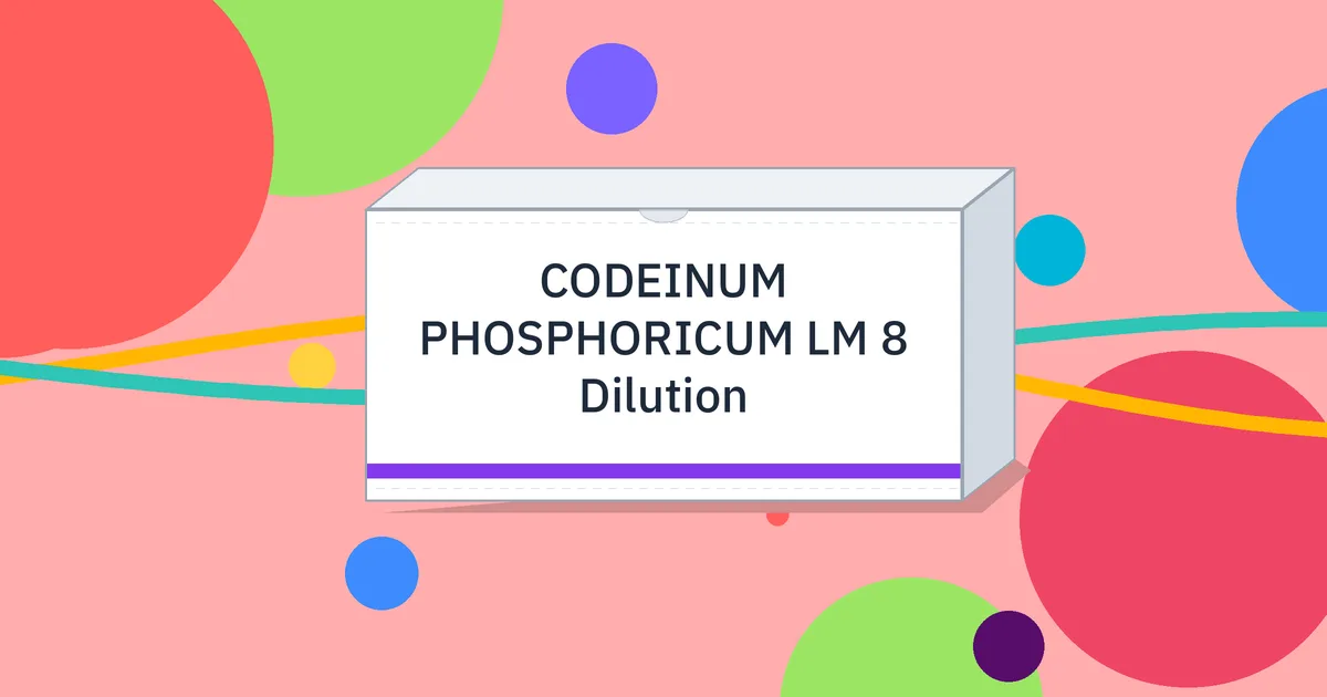 Symbolbild: Packung mit der Aufschrift CODEINUM PHOSPHORICUM LM 8 Dilution (PZN 12829896) – Verfügbarkeit und Bezug in Apotheken in Frankfurt am Main