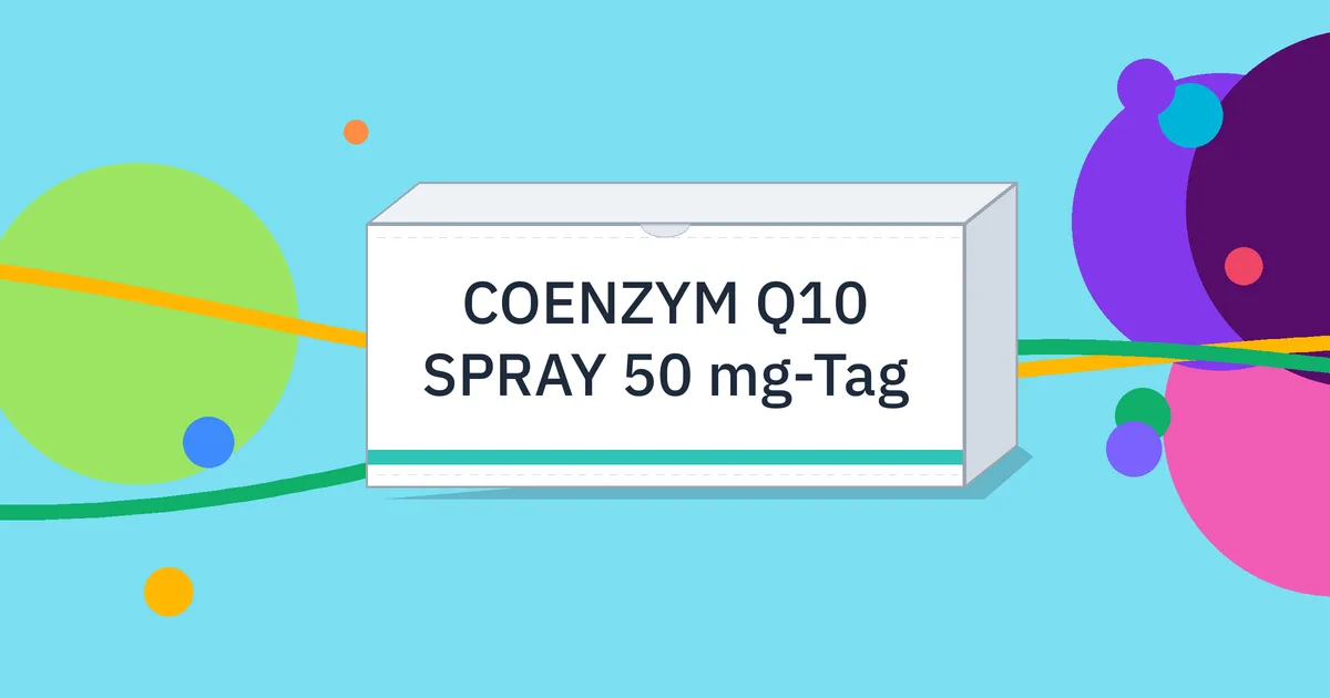 Symbolbild: Packung mit der Aufschrift COENZYM Q10 SPRAY 50 mg-Tag (PZN 11676456) – Verfügbarkeit und Bezug in Apotheken in Frankfurt am Main