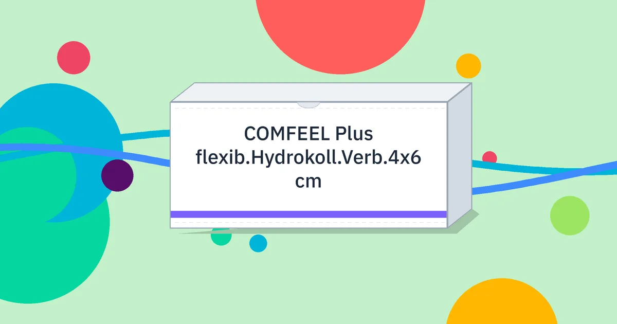 Symbolbild: Packung mit der Aufschrift COMFEEL Plus flexib.Hydrokoll.Verb.4x6 cm (PZN 12342349) – Verfügbarkeit und Bezug in Apotheken in Frankfurt am Main