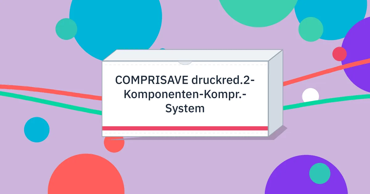 Symbolbild: Packung mit der Aufschrift COMPRISAVE druckred.2-Komponenten-Kompr.-System (PZN 20130265) – Verfügbarkeit und Bezug in Apotheken in Frankfurt am Main