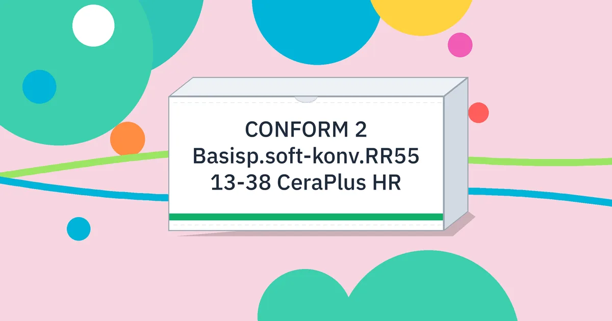 Symbolbild: Packung mit der Aufschrift CONFORM 2 Basisp.soft-konv.RR55 13-38 CeraPlus HR (PZN 16243236) – Verfügbarkeit und Bezug in Apotheken in Frankfurt am Main