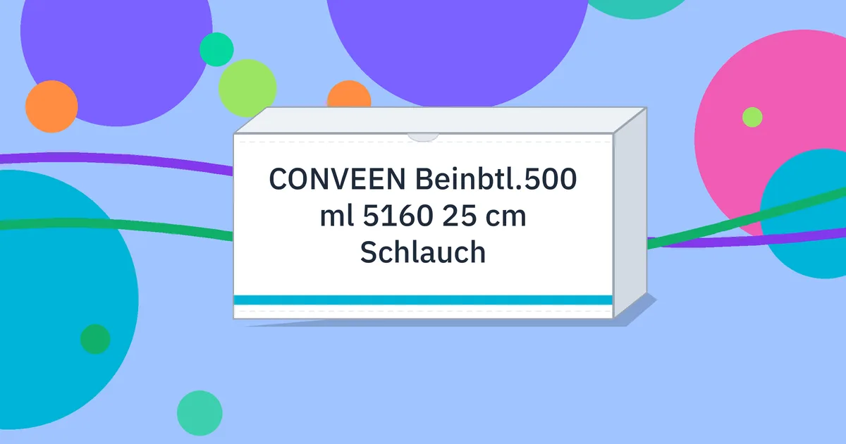 Symbolbild: Packung mit der Aufschrift CONVEEN Beinbtl.500 ml 5160 25 cm Schlauch (PZN 04585084) – Verfügbarkeit und Bezug in Apotheken in Frankfurt am Main
