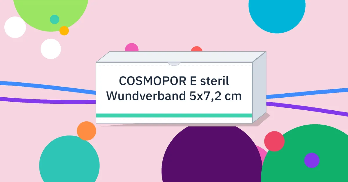 Symbolbild: Packung mit der Aufschrift COSMOPOR E steril Wundverband 5x7,2 cm (PZN 20195170) – Verfügbarkeit und Bezug in Apotheken in Frankfurt am Main