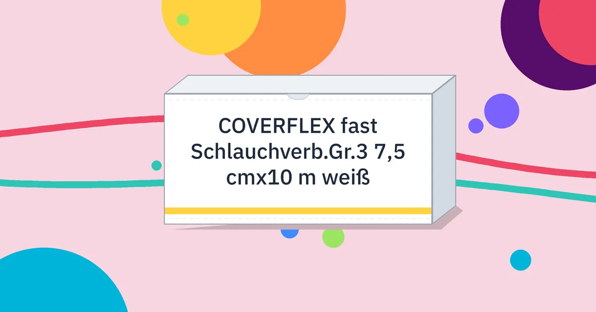 Symbolbild: Packung mit der Aufschrift COVERFLEX fast Schlauchverb.Gr.3 7,5 cmx10 m weiß (PZN 17416182) – Verfügbarkeit und Bezug in Apotheken in Frankfurt am Main