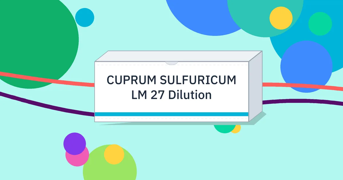 Symbolbild: Packung mit der Aufschrift CUPRUM SULFURICUM LM 27 Dilution (PZN 12839245) – Verfügbarkeit und Bezug in Apotheken in Frankfurt am Main