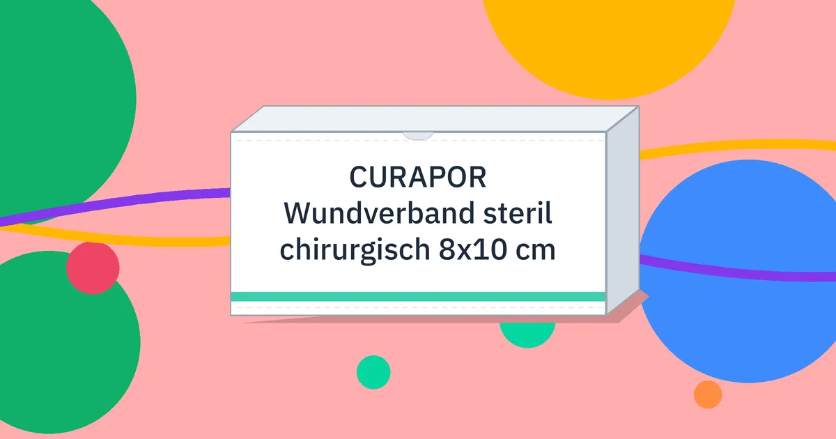 Symbolbild: Packung mit der Aufschrift CURAPOR Wundverband steril chirurgisch 8x10 cm (PZN 12586034) – Verfügbarkeit und Bezug in Apotheken in Frankfurt am Main