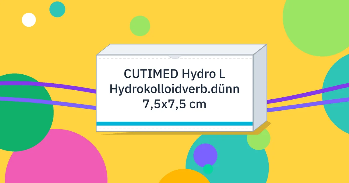 Symbolbild: Packung mit der Aufschrift CUTIMED Hydro L Hydrokolloidverb.dünn 7,5x7,5 cm (PZN 12655019) – Verfügbarkeit und Bezug in Apotheken in Frankfurt am Main