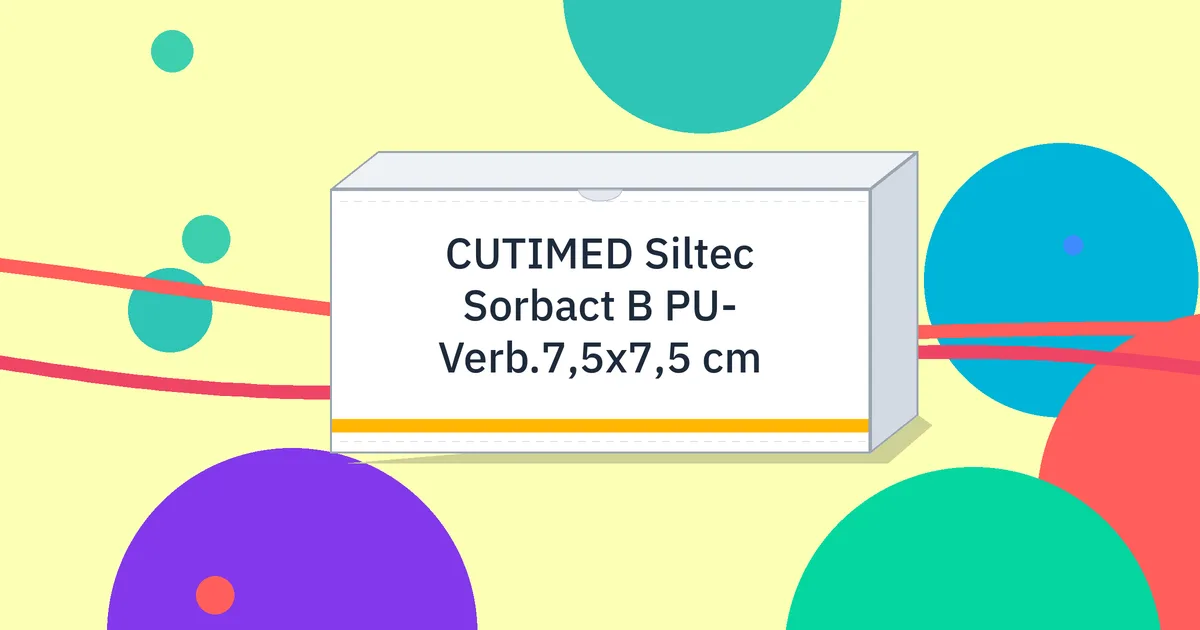Symbolbild: Packung mit der Aufschrift CUTIMED Siltec Sorbact B PU-Verb.7,5x7,5 cm (PZN 16906004) – Verfügbarkeit und Bezug in Apotheken in Frankfurt am Main
