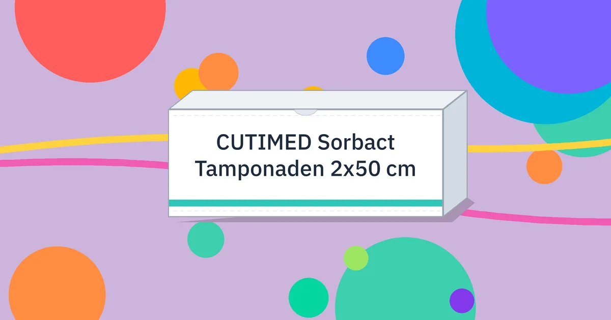 Symbolbild: Packung mit der Aufschrift CUTIMED Sorbact Tamponaden 2x50 cm (PZN 20543694) – Verfügbarkeit und Bezug in Apotheken in Frankfurt am Main