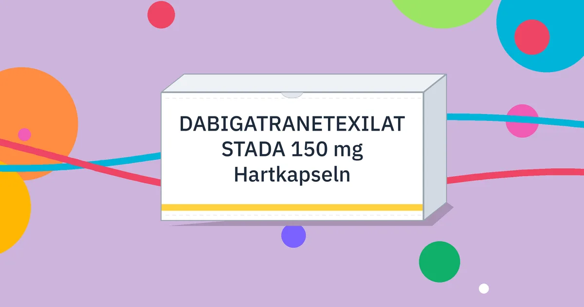 Symbolbild: Packung mit der Aufschrift DABIGATRANETEXILAT STADA 150 mg Hartkapseln (PZN 17397177) – Verfügbarkeit und Bezug in Apotheken in Frankfurt am Main