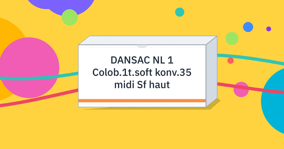 Symbolbild: Packung mit der Aufschrift DANSAC NL 1 Colob.1t.soft konv.35 midi Sf haut (PZN 10344574) – Verfügbarkeit und Bezug in Apotheken in Frankfurt am Main