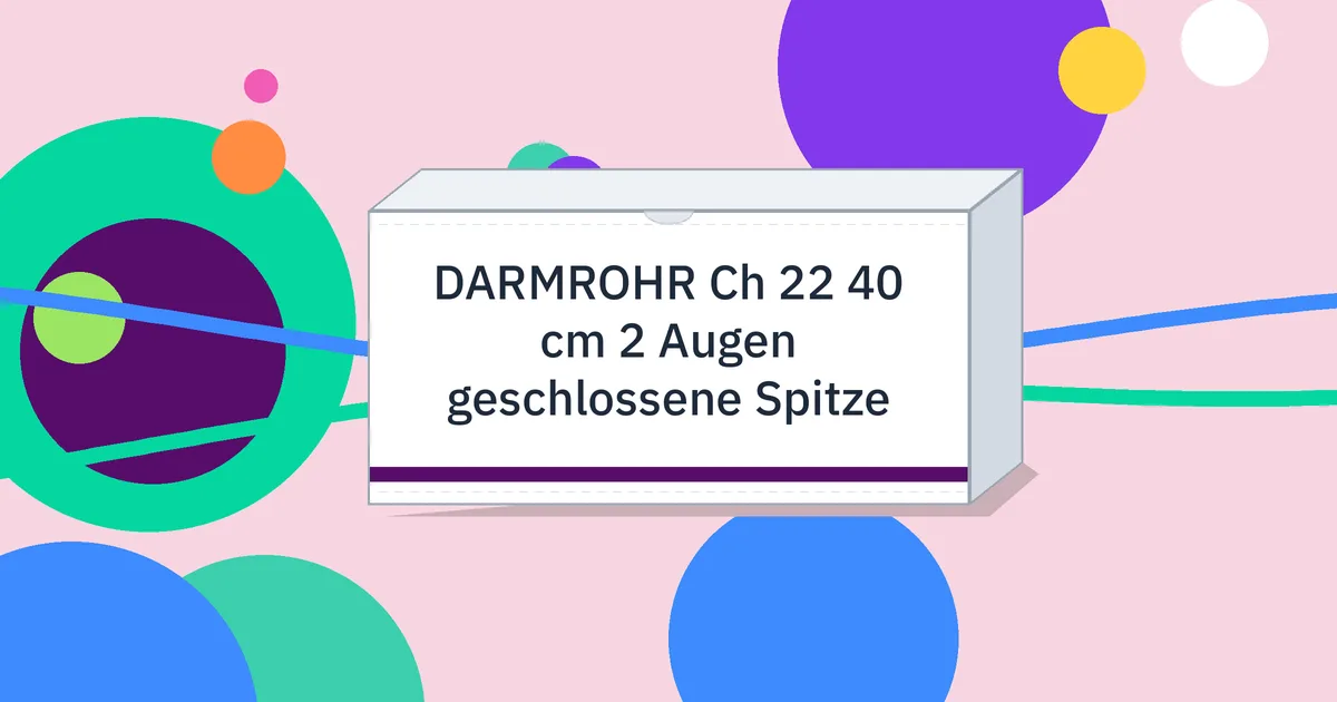 Symbolbild: Packung mit der Aufschrift DARMROHR Ch 22 40 cm 2 Augen geschlossene Spitze (PZN 02100007) – Verfügbarkeit und Bezug in Apotheken in Frankfurt am Main