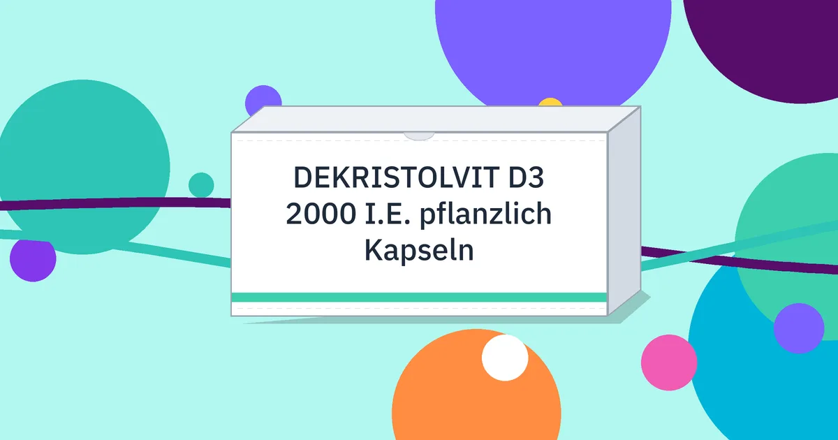 Symbolbild: Packung mit der Aufschrift DEKRISTOLVIT D3 2000 I.E. pflanzlich Kapseln (PZN 18674845) – Verfügbarkeit und Bezug in Apotheken in Frankfurt am Main
