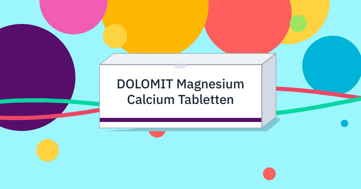 Symbolbild: Packung mit der Aufschrift DOLOMIT Magnesium Calcium Tabletten (PZN 03562282) – Verfügbarkeit und Bezug in Apotheken in Frankfurt am Main