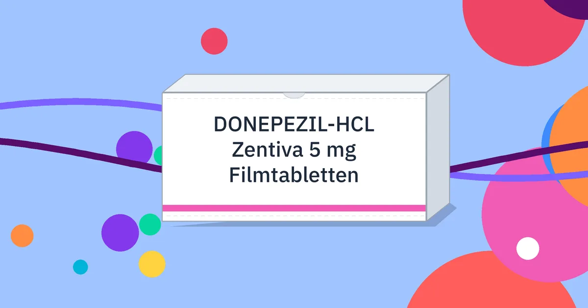Symbolbild: Packung mit der Aufschrift DONEPEZIL-HCL Zentiva 5 mg Filmtabletten (PZN 09302493) – Verfügbarkeit und Bezug in Apotheken in Frankfurt am Main