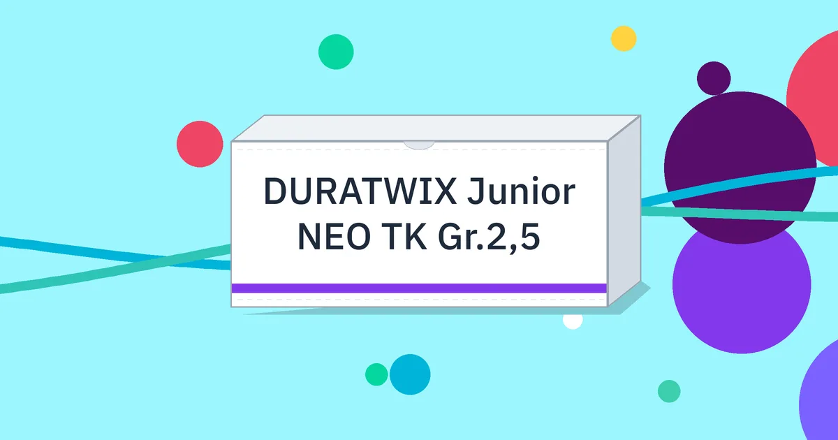 Symbolbild: Packung mit der Aufschrift DURATWIX Junior NEO TK Gr.2,5 (PZN 17156551) – Verfügbarkeit und Bezug in Apotheken in Frankfurt am Main