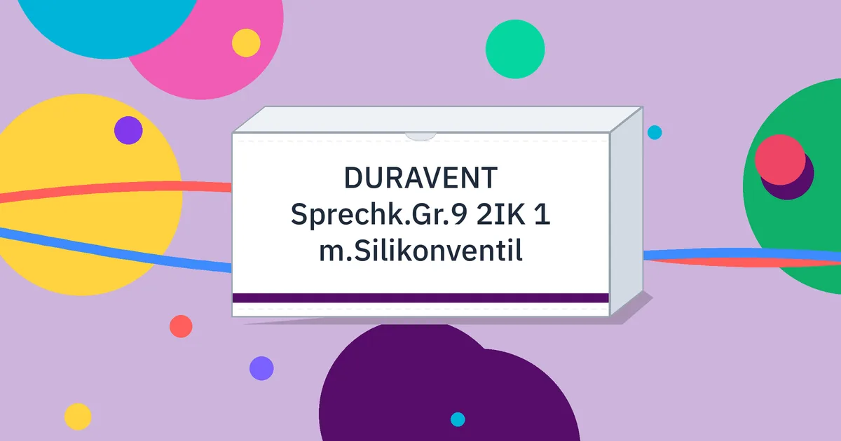 Symbolbild: Packung mit der Aufschrift DURAVENT Sprechk.Gr.9 2IK 1 m.Silikonventil (PZN 02078992) – Verfügbarkeit und Bezug in Apotheken in Frankfurt am Main