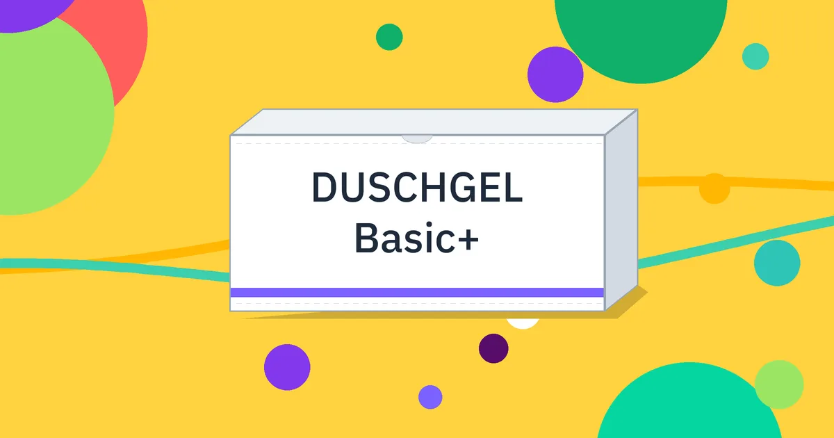 Symbolbild: Packung mit der Aufschrift DUSCHGEL Basic+ (PZN 20189399) – Verfügbarkeit und Bezug in Apotheken in Frankfurt am Main