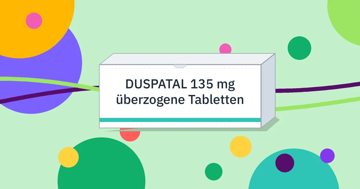 Symbolbild: Packung mit der Aufschrift DUSPATAL 135 mg überzogene Tabletten (PZN 00717577) – Verfügbarkeit und Bezug in Apotheken in Frankfurt am Main