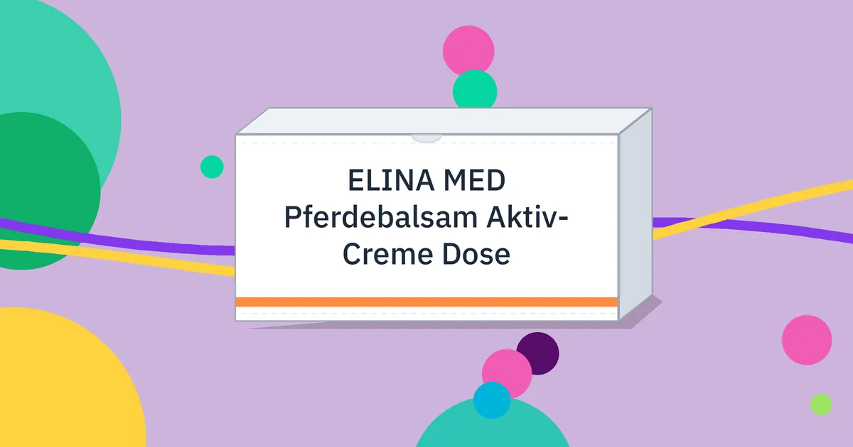 Symbolbild: Packung mit der Aufschrift ELINA MED Pferdebalsam Aktiv-Creme Dose (PZN 13624713) – Verfügbarkeit und Bezug in Apotheken in Frankfurt am Main