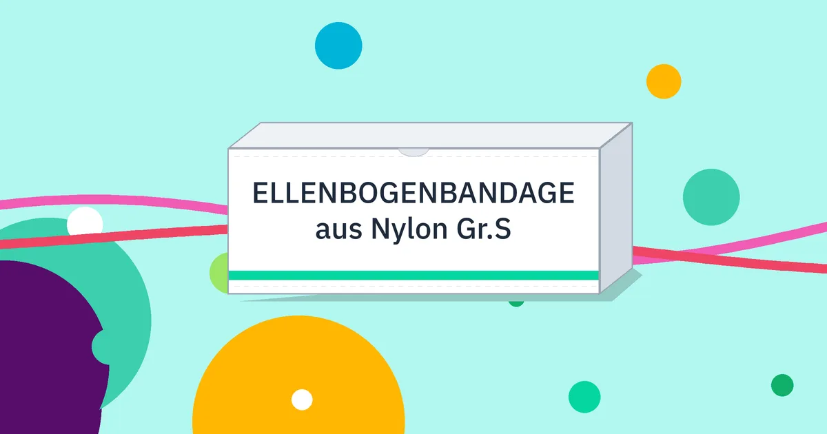 Symbolbild: Packung mit der Aufschrift ELLENBOGENBANDAGE aus Nylon Gr.S (PZN 13057823) – Verfügbarkeit und Bezug in Apotheken in Frankfurt am Main