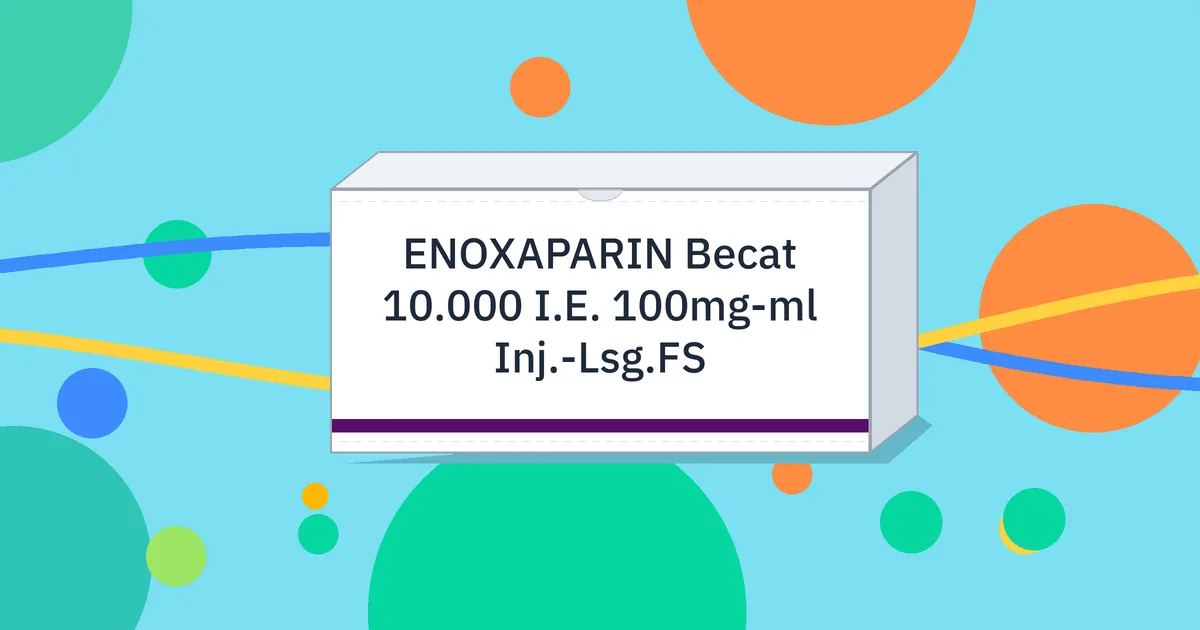 Symbolbild: Packung mit der Aufschrift ENOXAPARIN Becat 10.000 I.E. 100mg-ml Inj.-Lsg.FS (PZN 16833676) – Verfügbarkeit und Bezug in Apotheken in Frankfurt am Main