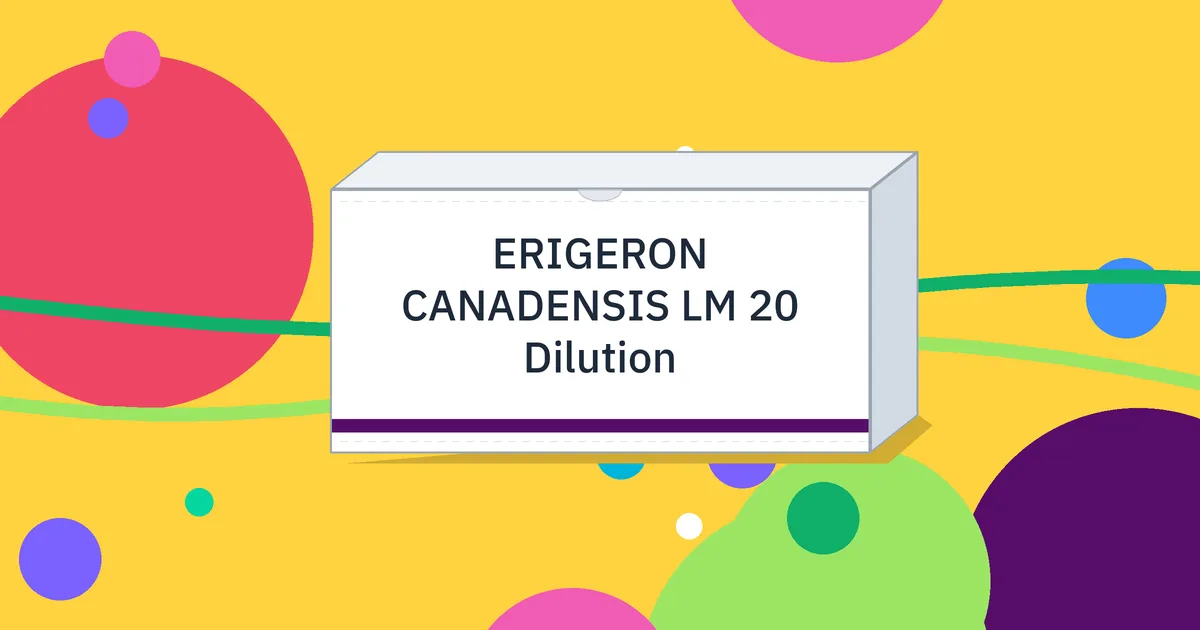 Symbolbild: Packung mit der Aufschrift ERIGERON CANADENSIS LM 20 Dilution (PZN 13478217) – Verfügbarkeit und Bezug in Apotheken in Frankfurt am Main