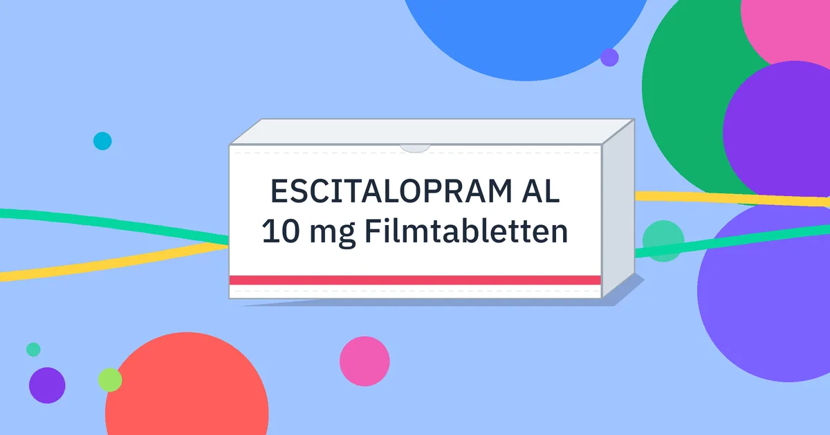 Symbolbild: Packung mit der Aufschrift ESCITALOPRAM AL 10 mg Filmtabletten (PZN 05984567) – Verfügbarkeit und Bezug in Apotheken in Frankfurt am Main
