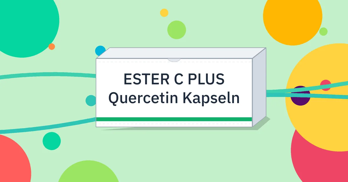 Symbolbild: Packung mit der Aufschrift ESTER C PLUS Quercetin Kapseln (PZN 20103133) – Verfügbarkeit und Bezug in Apotheken in Frankfurt am Main