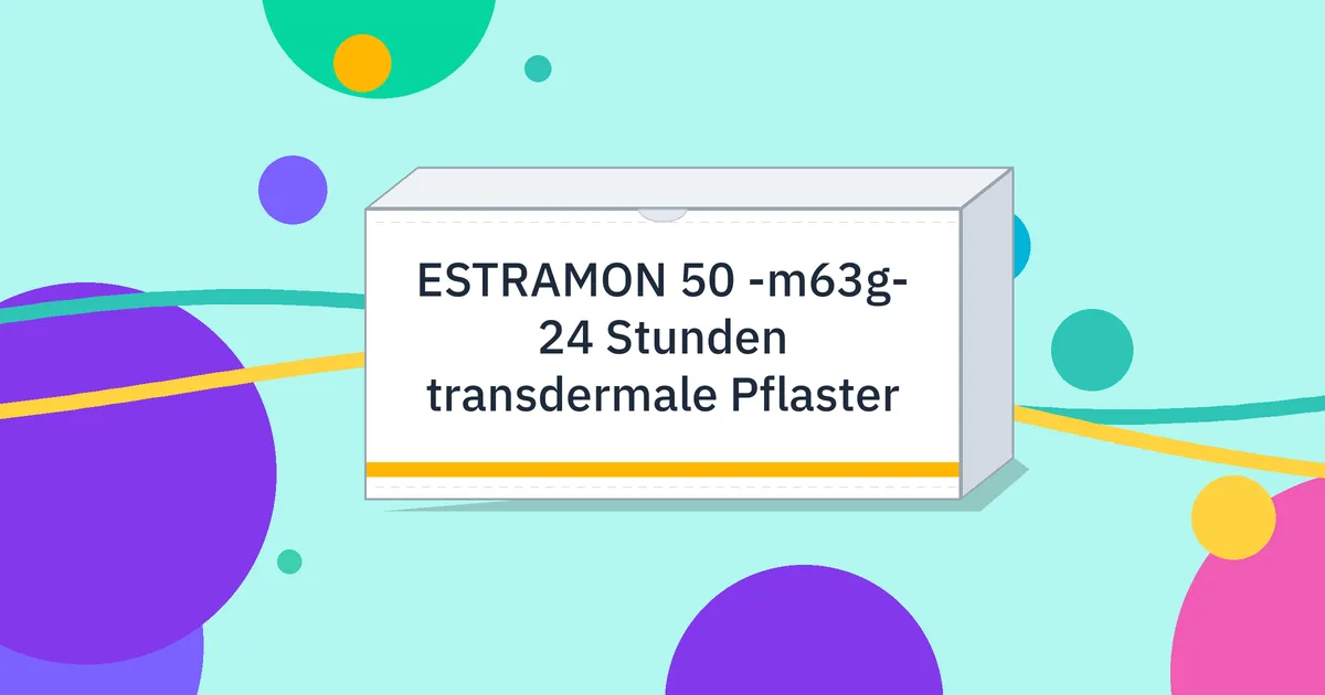 Symbolbild: Packung mit der Aufschrift ESTRAMON 50 -m63g-24 Stunden transdermale Pflaster (PZN 08416409) – Verfügbarkeit und Bezug in Apotheken in Frankfurt am Main