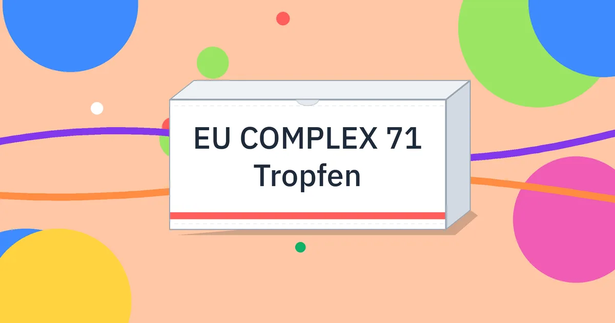 Symbolbild: Packung mit der Aufschrift EU COMPLEX 71 Tropfen (PZN 18351272) – Verfügbarkeit und Bezug in Apotheken in Frankfurt am Main