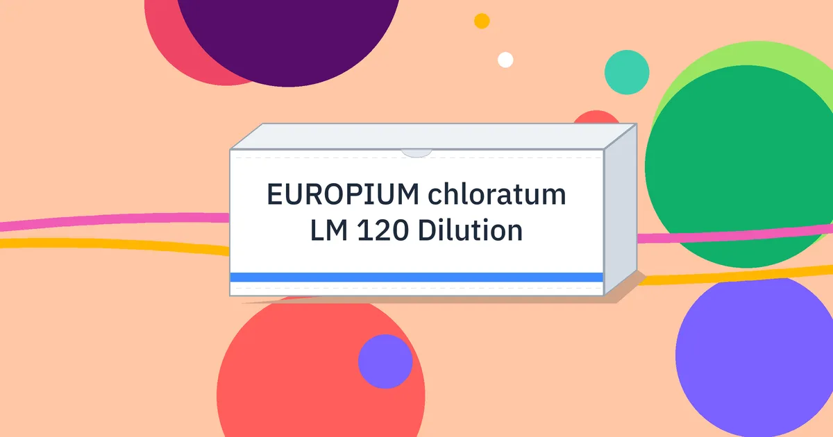 Symbolbild: Packung mit der Aufschrift EUROPIUM chloratum LM 120 Dilution (PZN 13484471) – Verfügbarkeit und Bezug in Apotheken in Frankfurt am Main