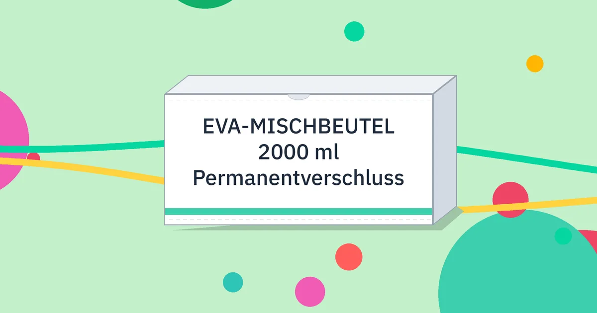 Symbolbild: Packung mit der Aufschrift EVA-MISCHBEUTEL 2000 ml Permanentverschluss (PZN 01803882) – Verfügbarkeit und Bezug in Apotheken in Frankfurt am Main