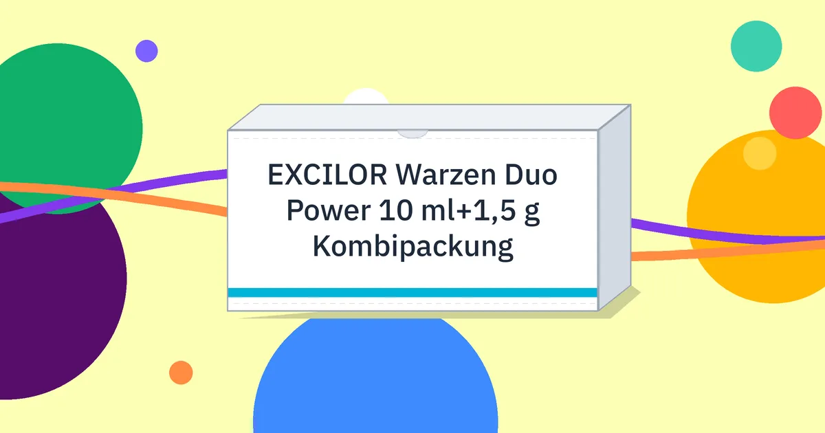 Symbolbild: Packung mit der Aufschrift EXCILOR Warzen Duo Power 10 ml+1,5 g Kombipackung (PZN 18879949) – Verfügbarkeit und Bezug in Apotheken in Frankfurt am Main